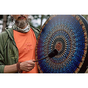 SYLALE Shaman drum percussion frame drum handmade deep bass therapy tool sound therapy instrument 9.9x9.9 inches Shaman drum blue