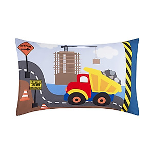 Everyday Kids 2-Pack Standard Size Pillowcases fit Pillows 20 x 26” -100% Soft Breathable Microfiber - Perfect for Toddler Little Boy Twin/Full Size Bed - Construction