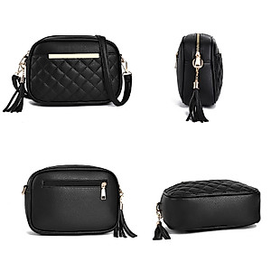 I IHAYNER Cute Little Multiple Pocket Small Crossbody Bag for Women Quilted Shoulder Purse for Ladies Lightweight Purse With Tassel White