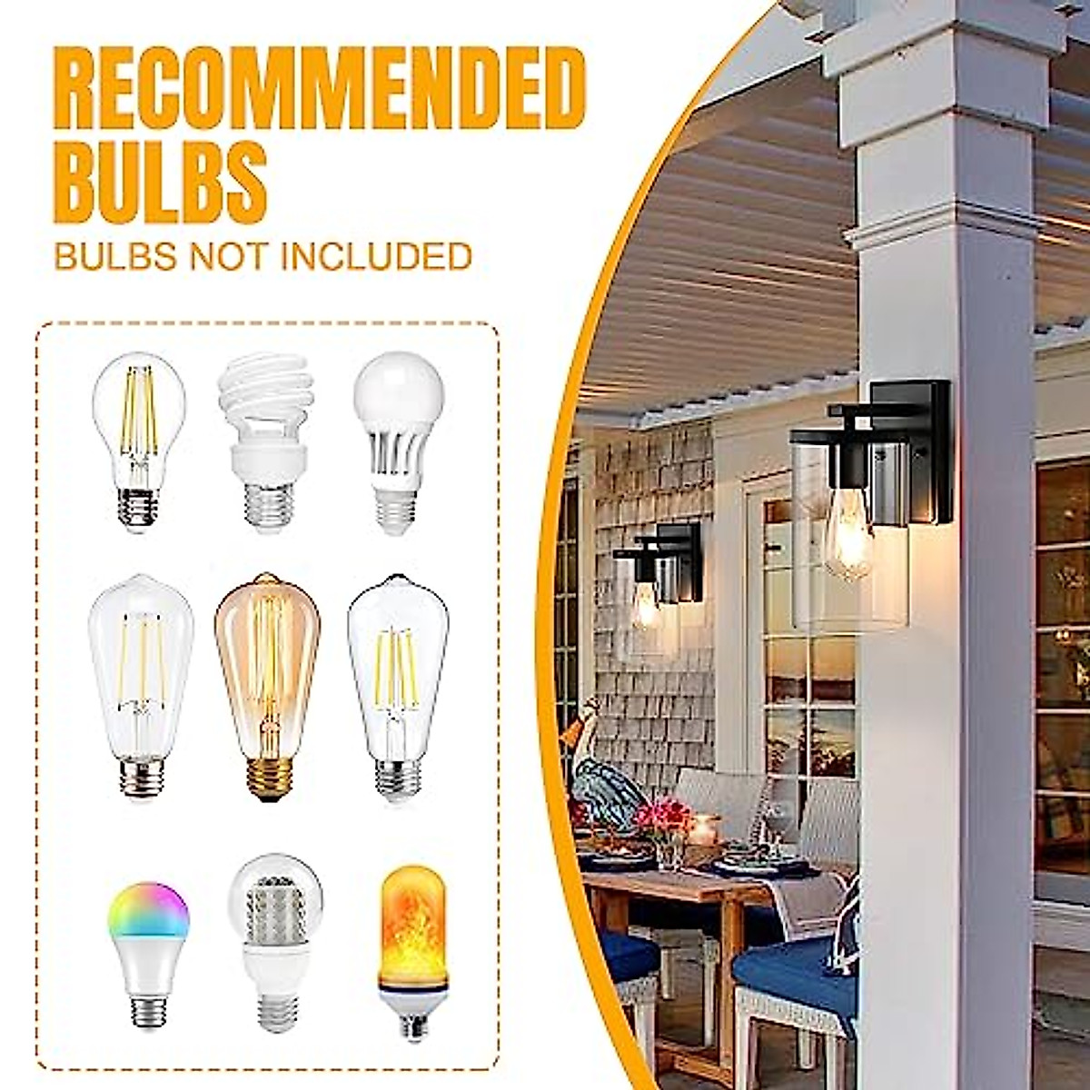 【Upgraded】 Outdoor Wall Lantern, Exterior Waterproof Wall Sconce Light Fixture, Matte Black Rustproof Porch Lights Wall Mounted Lighting with Clear Glass Shade & E26 Socket for Patio Garage, 2-Pack