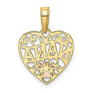 IceCarats 14K Two Tone Gold Grandma Heart Love Necklace Nana Charm Grandmother Pendant 21mm x 15mm Only