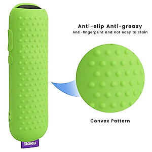 Glow Green Remote Cover Replacement for Roku Voice Remote (Official) Controller RCA1R, RC-GZ1 - Glowing in The Dark - Silicone Case with Lanyard for Roku Players, Audio and TV