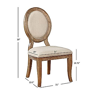 Powell Furniture Lenoir Side Dining Chair, Wire-brushed oak