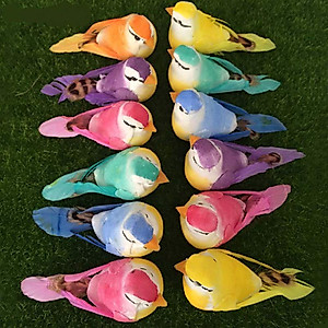 LWINGFLYER 12pcs Clip on Artificial Simulation Foam Feather Birds 3.5in Mini Love Birds for Craft Home Ornaments Garden Wedding Decoration Embellishing (Clip)