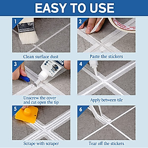 Tile Grout, 2 Pack White Grout Filler Tube, Grout Sealer for Bathroom, Shower, Kitchen, Floor Tile, Fast Drying Grout Pen Paint, Grout Repair Kit Restore and Renew Tile Joints Line, Gaps