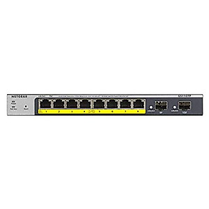NETGEAR (GS110TPv3) 8-Port Gigabit PoE+ Ethernet Smart Managed Pro Switch with 2 SFP Ports and Cloud Management
