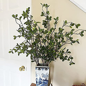 3pcs Artificial Branches Plants Greenery Stems Faux Branches for Vase Plant Artificial Eucalytus Branches Fake Ficus Twig (45"/Each Branch) (Green)