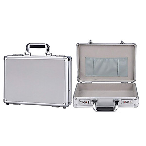 Fireproof Waterproof Box with Key Lock,File Storage Chest Personal Mobile Tote Box，for Portable Travel，Office (Color : Silver)