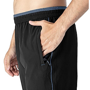 Rdruko Men's Sweat Pants Lightweight Workout Gym Jogging Track Athletic Pants Zipper Pockets Black Gray X-Large