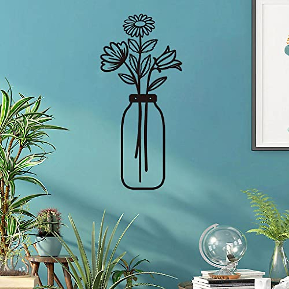 balikha Iron Flowers Ornament Qmetalart Hanging Decorations Vase Statue Figurines Modern Home Bathroom Garden Fence Decor Gift - 406x190x1.8mm