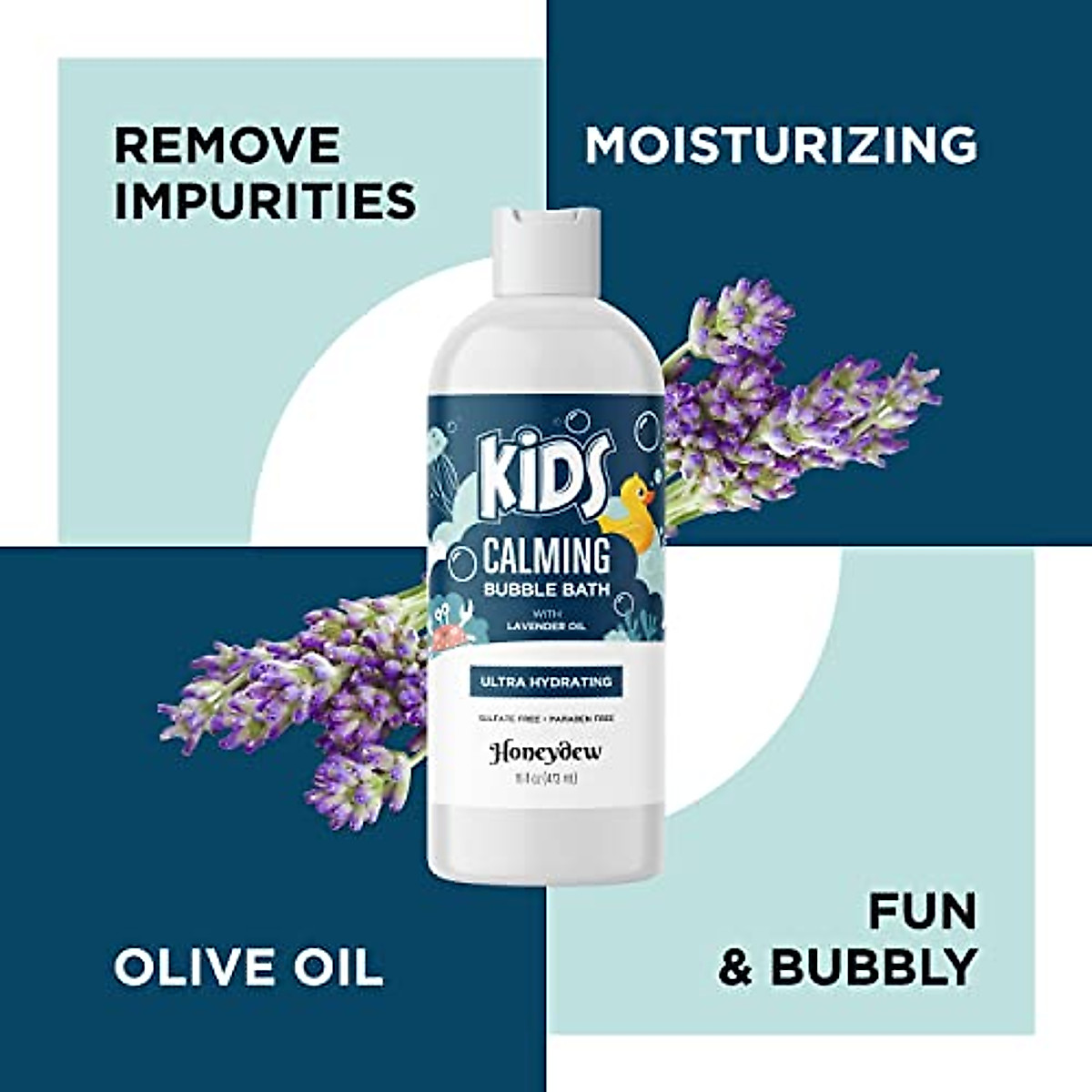 Lavender Bubble Bath for Kids with Aloe - Sudsy Bubble Bath with Aromatherapy Essential Oils for Relaxing and Lavender Oil Baby Bath Wash - Kids Bath Enriched with Nourishing Aloe Vera and Vitamin E