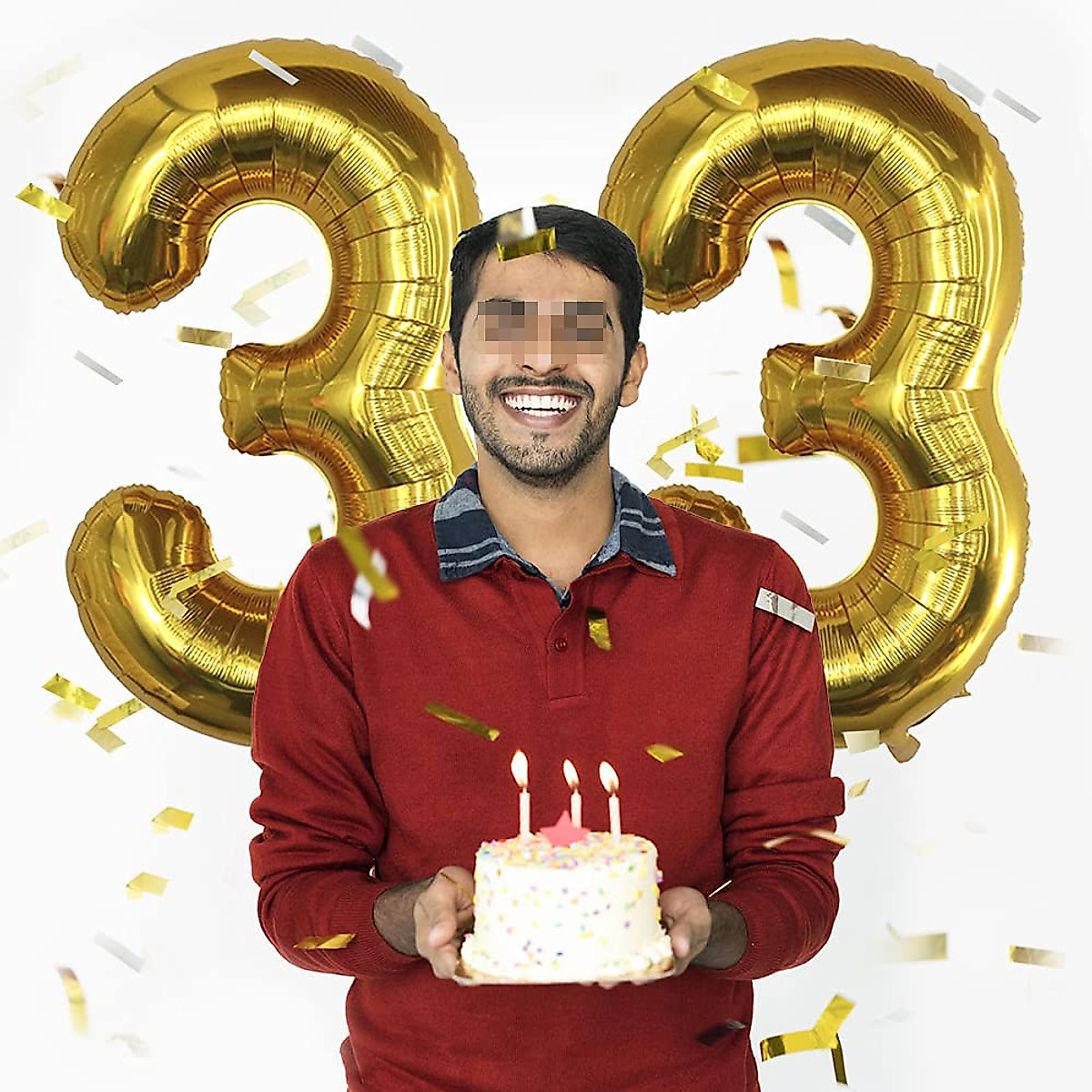 Xihuimay Number 33 Balloons 40 inch Digital Balloon Alphabet 33 Birthday Balloons Digit 33 Helium Balloons Big Balloons for Birthday Party Supplies Wedding Bachelorette Bridal Shower, Gold Number 33