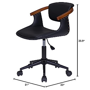npd furniture and more Darwin PU Bamboo Office Chair, Black/Walnut