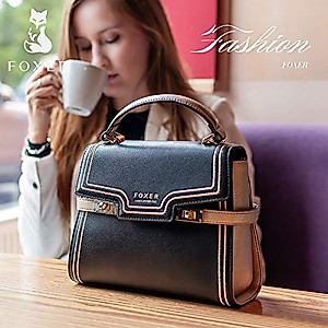Leather Crossbody Bags for Women, Genuine Leather Ladies Top-handle Bags with Adjustable Shoulder Strap Womens Fashion Designer Purses and Handbags Girls Small Flap Cross Body Messenger Bags (Black)
