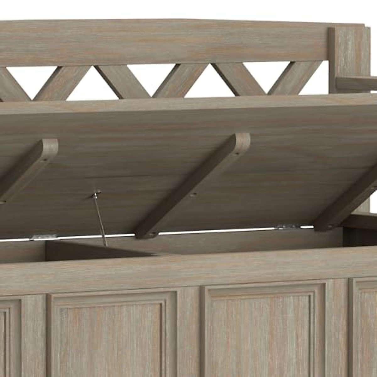 SIMPLIHOME Amherst SOLID WOOD 48 inch Wide Entryway Storage Bench with Safety Hinge, Multifunctional Transitional in Distressed Grey