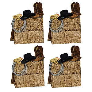 Beistle 3-D Western Centerpieces, 9.5" Tall, Set of 4 - Desert-Themed Table Decoration, Cowboy Old Wild West Birthday Parties