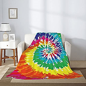 Tye Dye Flannel Blanket Print Soft Comfortable Throw Blanket for Bed,Sofa,Office,Camping and Travel Warm&Lightweight Plush Blanket for All Seasons Gift for Halloween Christmas 50"x60"