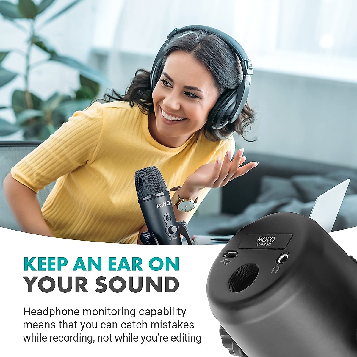 Movo Desktop USB Microphone for Computer with Microphone Boom Arm, Pop-filter, and 4 Pickup Patterns - Adjustable Mic Boom Arm - Perfect for Podcast Microphone, Streaming Microphone, Gaming Microphone