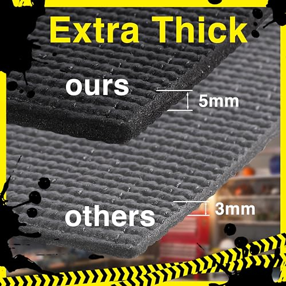 PABUSIOR Tool Box Liner for 12 inch Wide Drawer - 5mm Thick, 11.4 in Wide x 98 in, Double-Sided Non-Slip Toolbox Drawer Mat, Strong Grip Easy to Cut Garage Shelves, (Black)