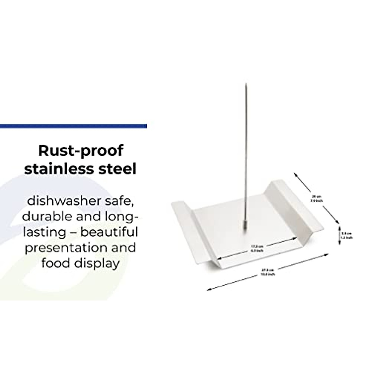 Rossbright Skewer Hack for BBQ - 3 Stick Sizes - Stainless Steel Stand for Upright, Vertical Grilling - Ideal Holder for Brazilian Meats, Gaucho Style, Chicken, Steak - Complete with Basting Brush