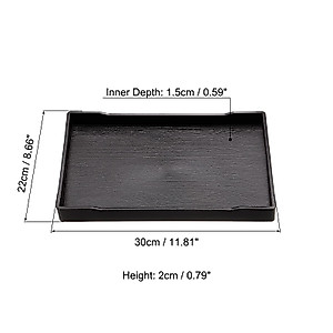 PATIKIL 12x9 Fast Food Tray, Plastic Reusable Recyclable Multi-Purpose Rectangle Serving Tray for Restaurant Home Kitchen, Black