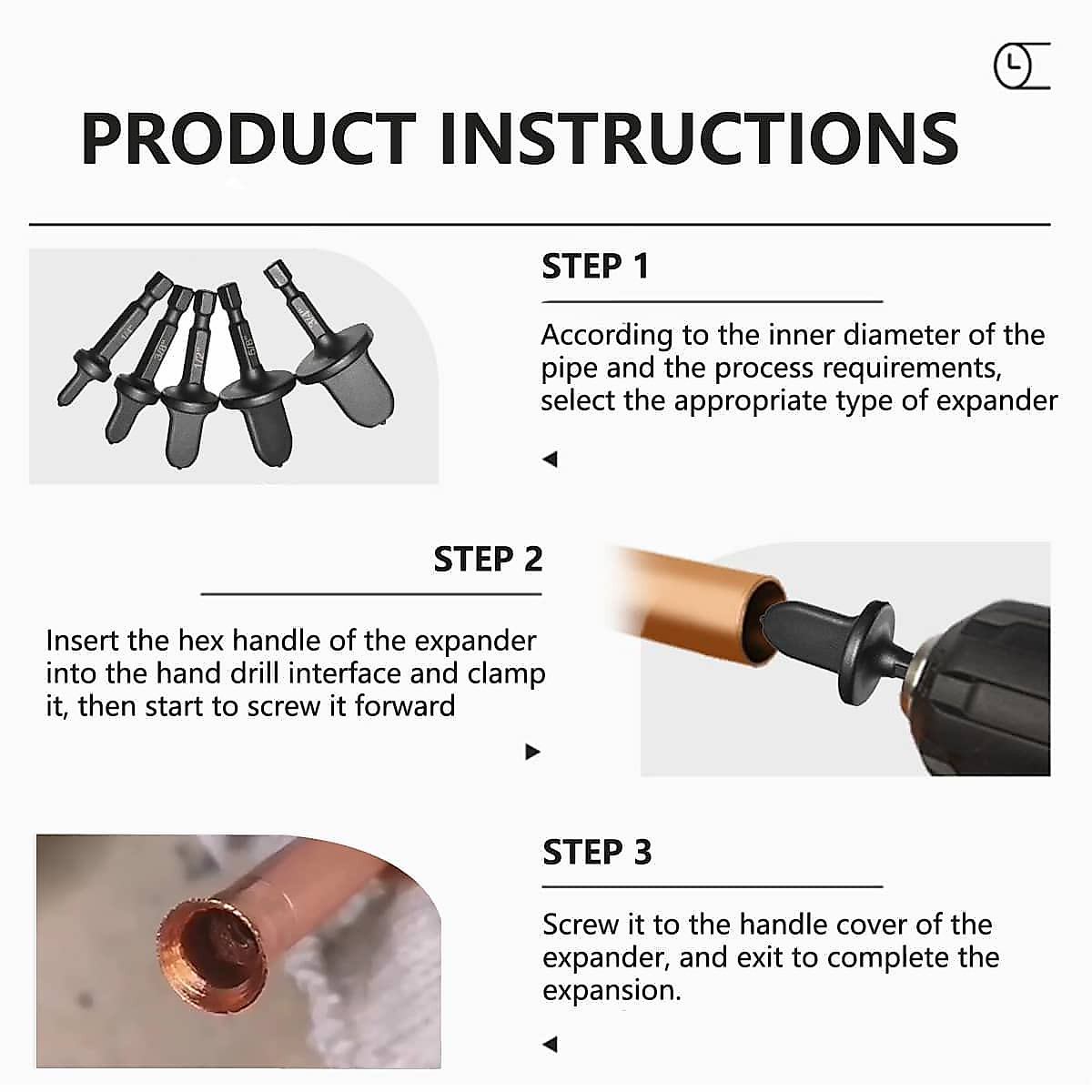 HVAC Copper Tube Flaring Tool 5PC Drill Bit Set, Copper Pipe Expander Bit for Air Conditioner Repairing, Include 3/4 5/8 1/2 3/8 and 1/4, Hex Shank for Impact Drill and Power Drill