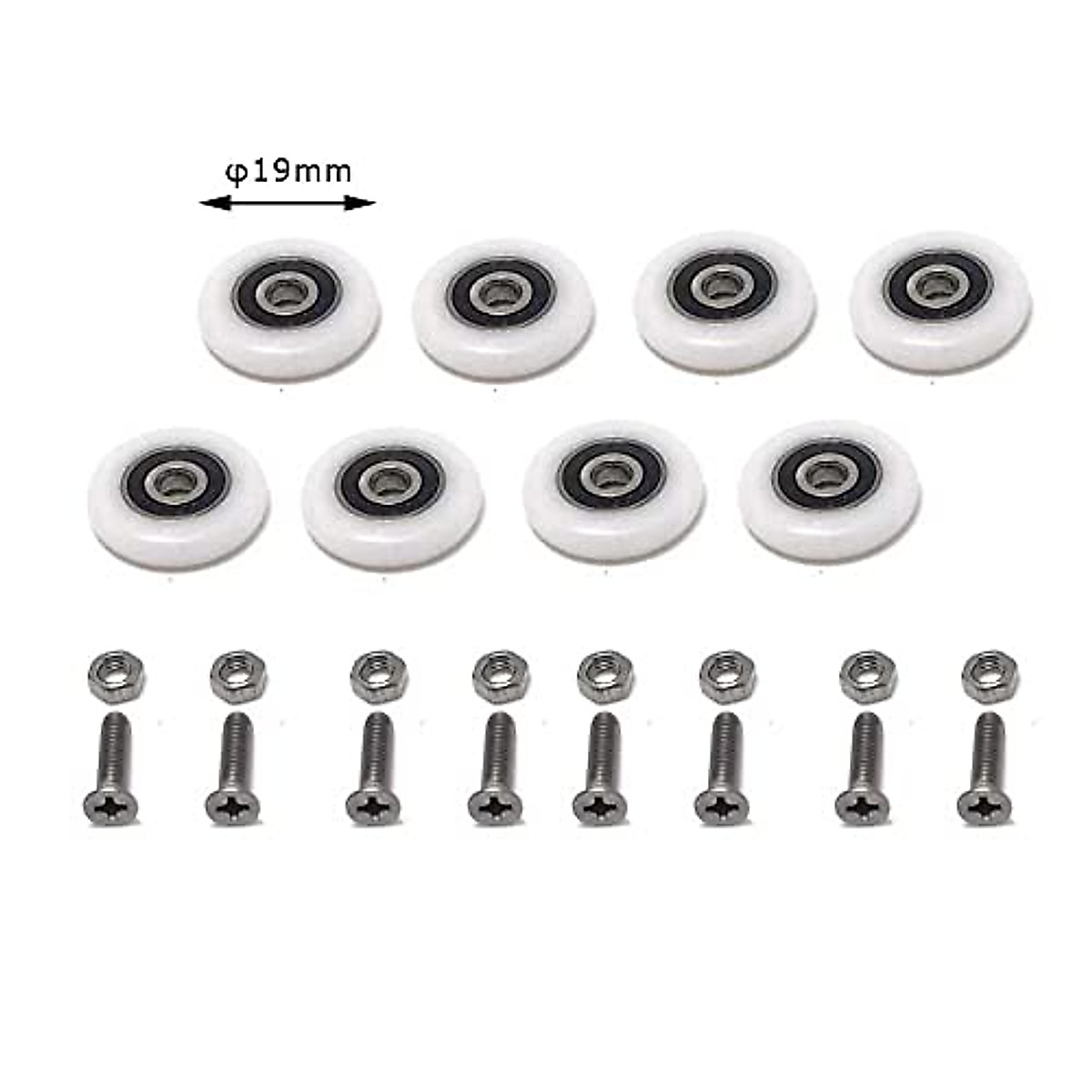 4PCS x Shower Door Rollers,Roller diameter 19 /23/25/27mm, For the Bathroom Pan Glass Sliding Door Pulleys/Runners/Wheels,Strong Load-bearing Capacity, Ultra-quiet,CY105-LS-4PCS