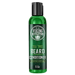 Viking Revolution Tea Tree Oil Beard Wash and Beard Conditioner For Men - Natural Beard Softener Set with Argan Oil, Vitamin E and Ginseng - Tea Tree Beard Shampoo and Conditioner Set (5 Oz)