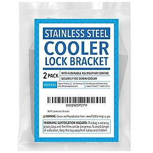 IMPRESA [2 Pack] Cooler Lock Bracket for Yeti and for RTIC Cooler Tie Down Kit - Locks Brackets Secure Mid-to Large-Size - Rubber Coating on Bracket to Prevent Scratches