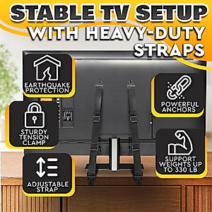 Tv Straps Safety for Flat Screen - Wall Mount TV Bracket Strap Anti Tip Furniture Anchors to Wall Strap Proof Cabinet Latches Proof Straps Tv Wall Anchor Earthquake Straps for Furniture