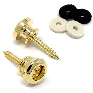 Vintage Forge Guitar Strap Buttons Gold Modern Style for Guitar and Bass (2) with Screws and Felt Washers Universal Fit for Ibanez, ESP, Jackson and more SB75-GLD