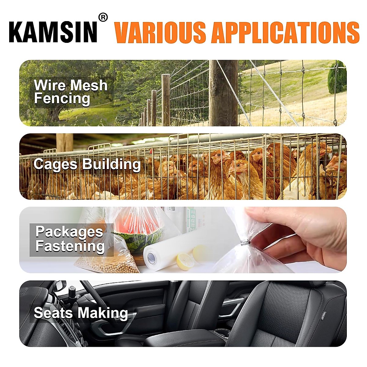 Kamsin K-SC7E 15 Gauge Pneumatic Hog Ring Gun 3/4-Inch Crown Long Nose Air Power C Ring Gun, 7-8mm Closure Diameter Hog Ring Stapler, C Ring Stapler Fencing Tool for Spring Mattress, Cages, Car Seat