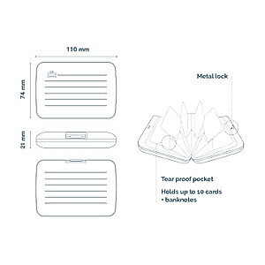 ÖGON -DESIGNS- OGON Aluminum wallet smart case V2 - Easy storage - Metal lock - Strong RFID blocking card holder - Up to 10 cards and banknotes (Aluminum Rose Gold)