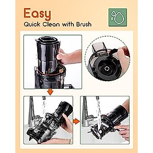 SOVIDER Compact Slow Masticating Juicer Machines- Up to 92% Juice Yield and 3.1" Wide Chute Cold Press Juicer for High Nutrient Fruits Vegetables Easy Clean with Brush Pulp Measuring Cup Reverse
