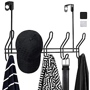 Over Door 10 Hooks Metal Storage Organizer Rack for Coats, Hoodies, Hats, Towels, Stylish Over Door Hanger for Home or Office Use, Heavy-Duty Iron Wire Black