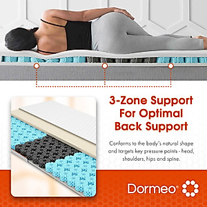 Dormeo Full Size Mattress Topper - OctaspringⓇ Technology Premium Mattress Topper, Relieving Pressure Points and Optimal Back Support - Cooling Mattress Topper with Extra Anti-Slip Bottom, 3 inch
