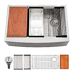 30 Inch Stainless Steel Farmhouse Sink-Jshozzy 30x22 Farm Sink Apron Front Farmhouse Kitchen Sink 16 Gauge Stainless Steel Single Bowl Kitchen Sink