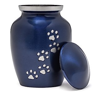 Eternal Harmony Pet Urns for Dogs with Secure Seal, Velvet Bag & Anti-Slip Felt Bottom, Animal Urn for Dog Ashes, Cat Ashes & Any Pet Up to 40 lbs (Blue, Medium)