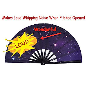 Amajiji Large Galaxy Folding Fan, Chinease/Japanese Folding Nylon-Cloth Hand Fan, Hand Folding Fans for Women/Men, Hand Fan Festival Gift Fan Craft Fan Folding Fan Dance Fan (AM3)