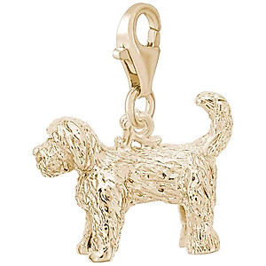 Rembrandt Labradoodle Dog Charm with Lobster Clasp, 14K Yellow Gold