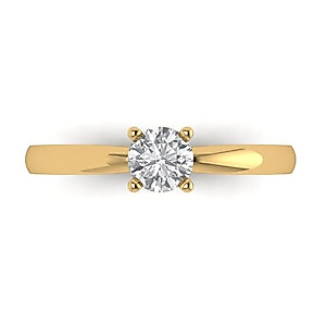 Clara Pucci 0.50ct Round Cut Solitaire White Lab Created Sapphire Engagement Bridal Promise Anniversary Ring in 18K Yellow Gold 4.25