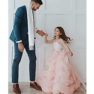 Stunning V-Back Luxury Pageant Tulle Ball Gowns for Girls 2-12 Year Old Pink,Size 10