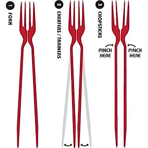 Fork Chopsticks In One, Chork 24 Count Pack Chopstick Fork Combo(Red 24 Pack)