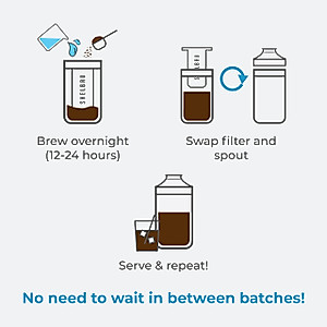 Shelbru Cold Brew Coffee Maker - 2-Piece Set w/Brewer & Carafe (Pitcher) - Reusable Stainless Steel Filter & Heavy-Duty Boroscilicate Glass - 16.9 fl oz / 500ml of Cold Brew Concentrate/Iced Coffee
