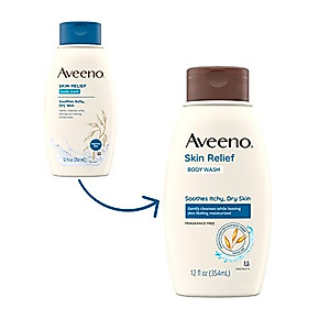 Aveeno Skin Relief Fragrance-Free Body Wash with Triple Oat Formula Soothes Itchy, Dry Skin, Formulated for Sensitive Skin, Fragrance-, Paraben-, Dye- & Soap-Free, 12 fl. oz