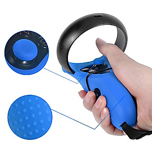 HIJIAO Knuckle Strap & Controller Grip Skin for Oculus Quest/Oculus Rift S VR Headset (Blue)