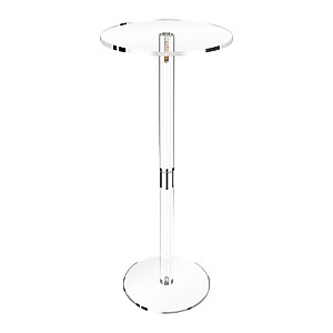 Cutora Acrylic Drink Table for Small Space 10" L x 10" W x 21.3" H Clear Side Table Round End Table Coffee Table Living Room Balcony Bedroom Bathroom Bar Easy Assembly