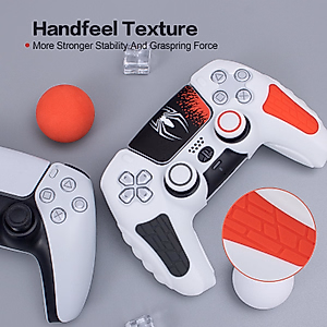 ECHZOVE PlayStation 5 Controller Cover Case, Anti-Slip Silicone Cover Skin for PS5 Wireless Controller with Thumb Grip Caps, Joystick Protectors and Cover Wrap Sticker - White