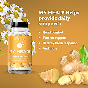 My Head! Headache Vitamins – Sensitivity, Tension, Comfort, Healthy Head Function for A Clear Mind – Fast acting Magnesium, Butterbur, Feverfew, Boswellia, Vitamin D, Ginger, & More – 60 Soft Capsules
