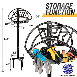 Walensee Garden Hose Holder Detachable Freestanding Water Hose Holder Hose Hanger for Outside Heavy Duty Metal Hose Storage Hose Stand Outdoor Decorative Hose Reel Rack for Garden, Yard & Lawn, Black